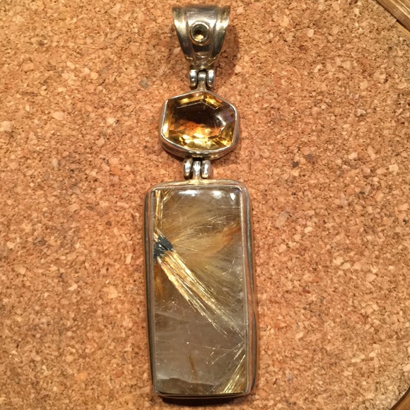 n/a | Jewelry | Sterling Silver Rutilated Quartz Citrine Pendant | Poshmark